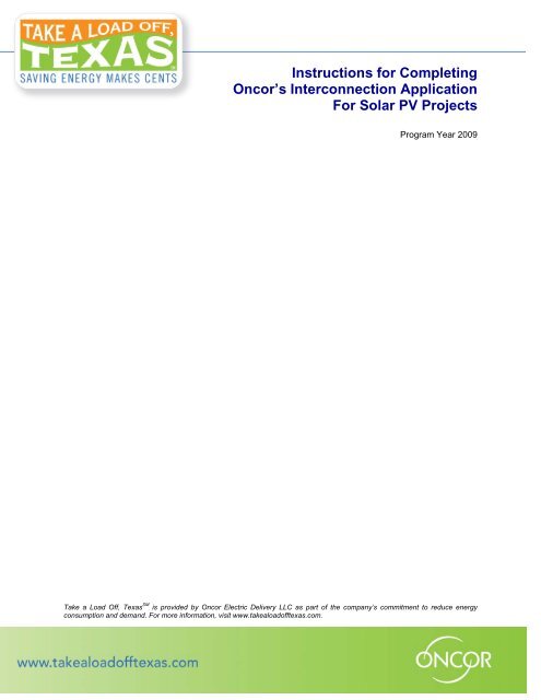Instructions for Completing Oncor's Interconnection Application For ...