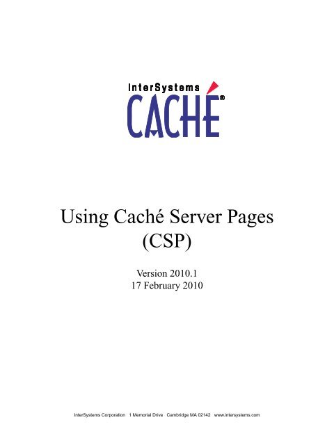 Using Caché Server Pages Csp Intersystems Documentation