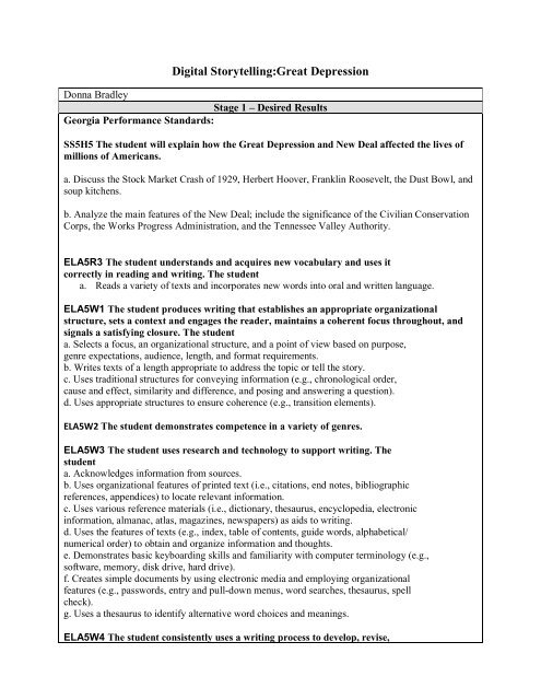 Digital Storytelling:Great Depression