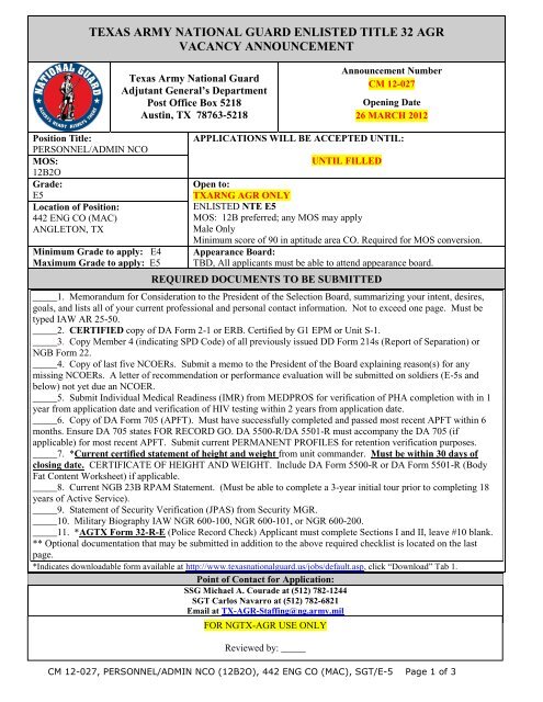 texas army national guard enlisted title 32 agr vacancy announcement