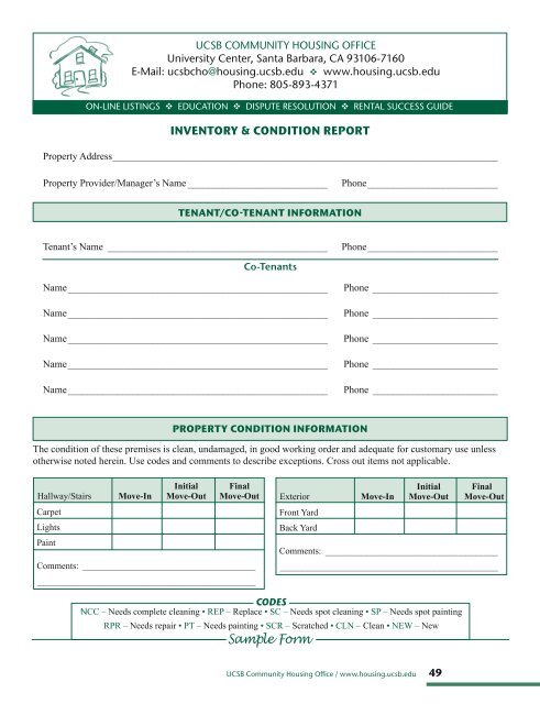 Inventory & Condition Report