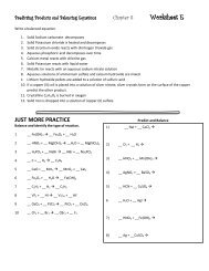 Word Equations Worksheet