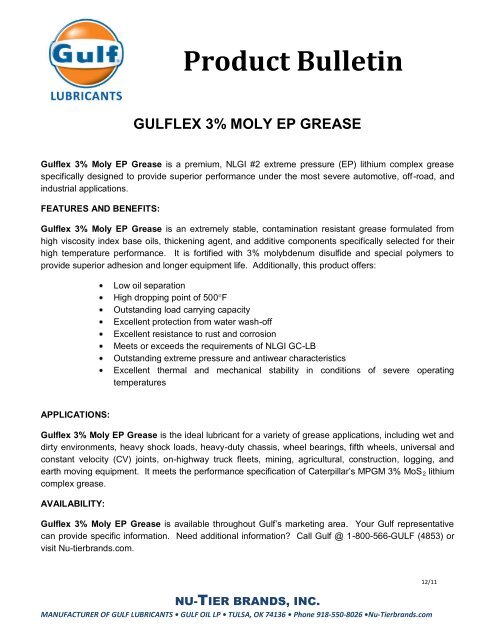 Gulflex 3% Moly EP-2 Grease - Gulf Lubricants