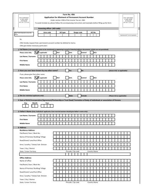 Form No. 49A - Taxindiaonline.com