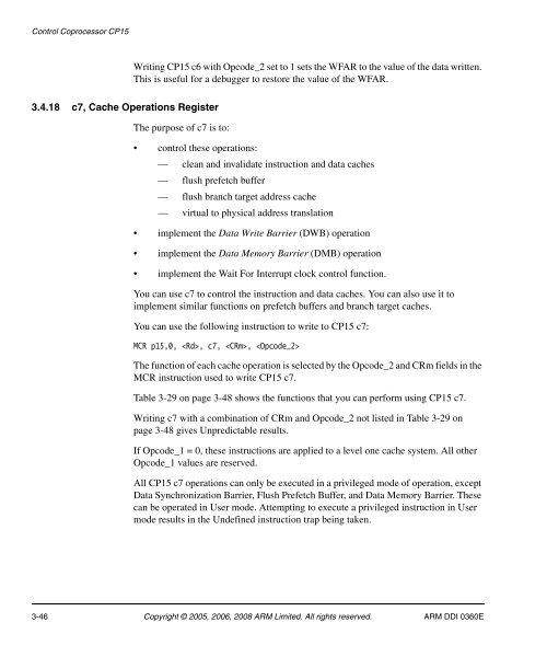 Control Coprocessor CP15