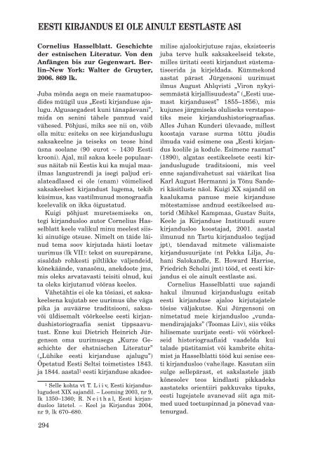 eesti kirjandus ei ole ainult eestlaste asi - Keel ja Kirjandus