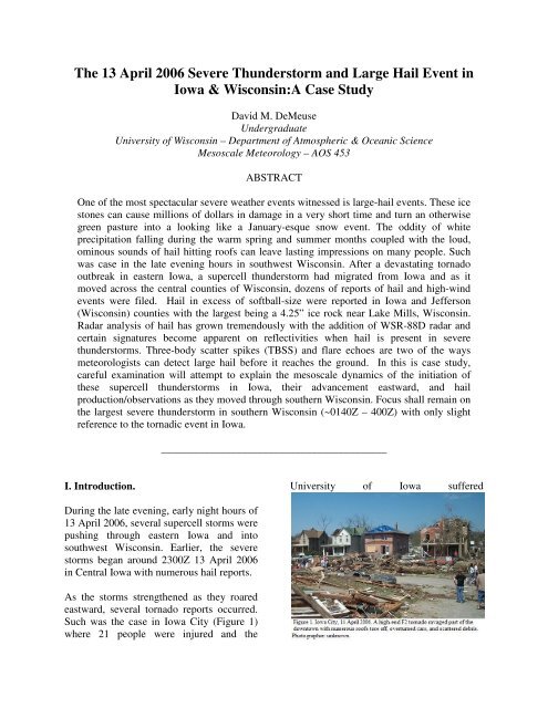 The 13 April 2006 Severe Thunderstorm and Large Hail Event in ...