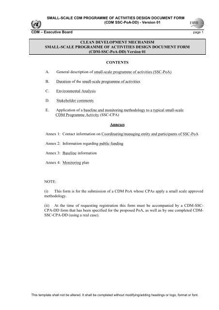 Small-scale CDM programme of activities design document form ...