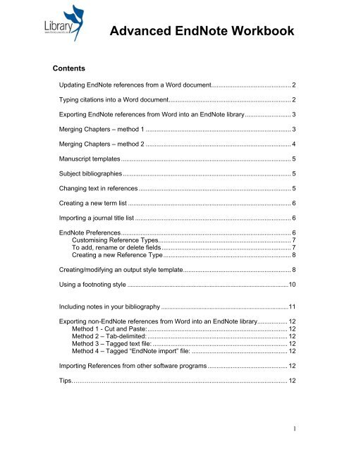 Advanced Endnote Workbook Library