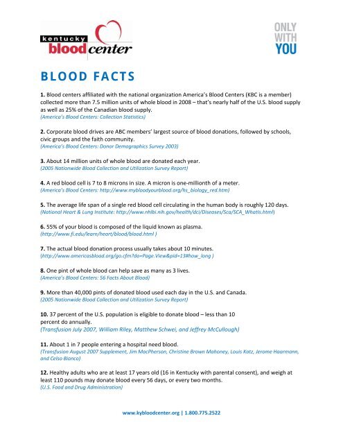 Facts about blood.pdf - Kentucky Blood Center