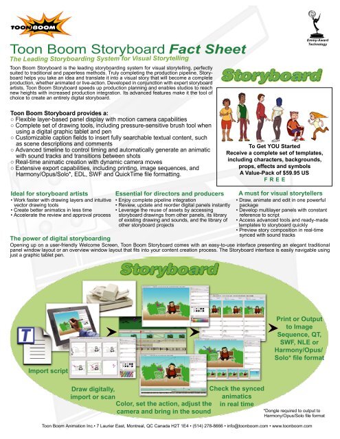 Toon Boom Storyboard Fact Sheet - Syntex