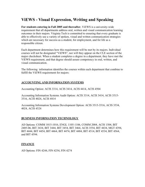 ViEWS - Visual Expression, Writing and Speaking - Virginia Tech