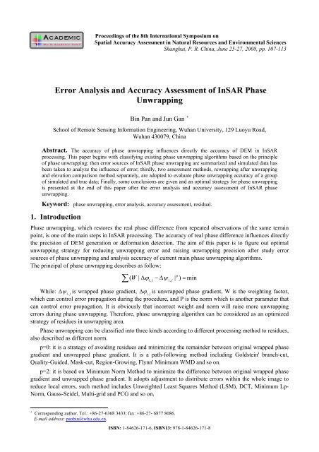 Error Analysis and Accuracy Assessment of InSAR Phase Unwrapping