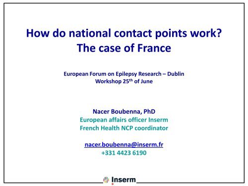 Nacer Boubenna, PhD French Health NCP coordinator nacer ...