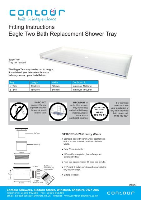 Fitting Instructions Eagle Two Bath Replacement ... - Contour Showers