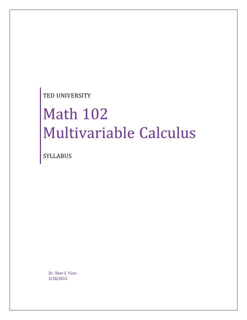 Math 102 Multivariable Calculus