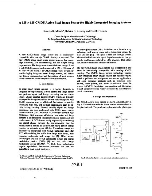 A 128x128 CMOS active pixel image sensor for highly ... - Eric Fossum