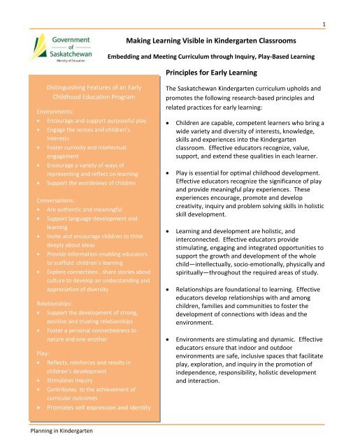 Making Learning Visible in Kindergarten Classrooms