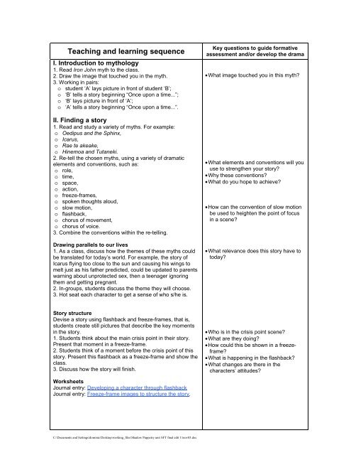 Teaching and learning sequence - Arts Online