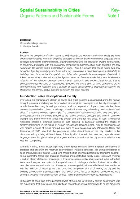 Spatial Sustainability in Cities Organic Patterns and Sustainable ...