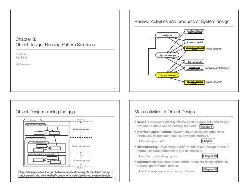 Chapter 8 Object Design Reusing Pattern Solutions Review