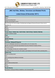 JWC Hull War, Strikes, Terrorism and Related Perils Listed Areas ...