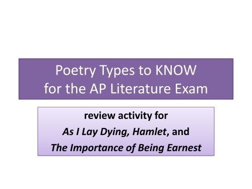 Poetry Types to Know for the AP Literature Exam