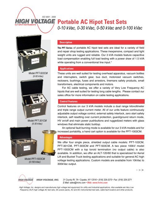 Portable AC Hipot Test Sets - High Voltage, Inc.