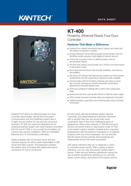 KT-400 Data Sheet - english A4 - Kantech