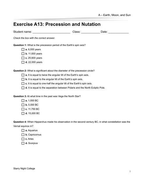 Precession and Nutation - Starry Night Education
