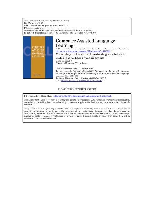 Computer Assisted Language Learning