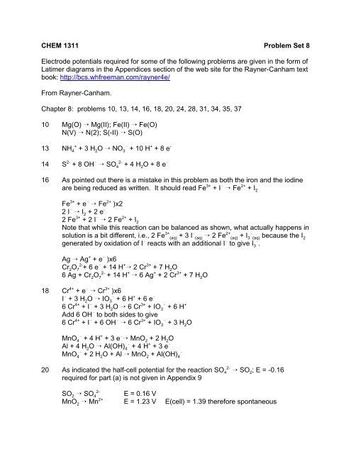Solutions to Problem Set #8