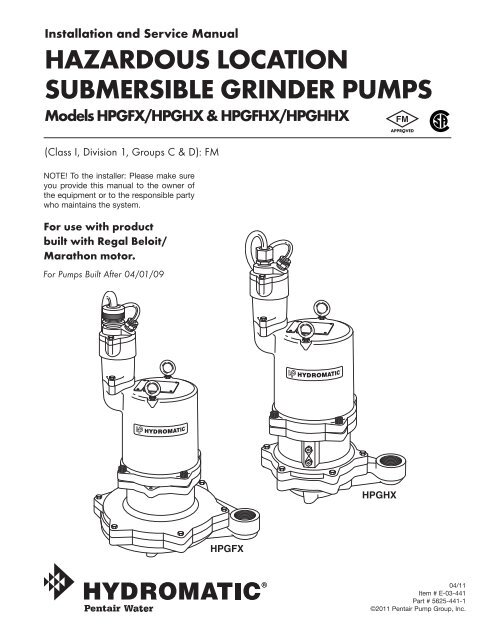 HAZARDOUS LOCATION SUBMERSIBLE ... - Pump Express
