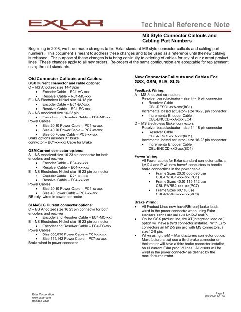 Technical Reference Note - Exlar