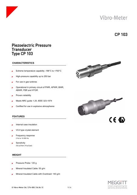 CP 103 datasheet - Vibro-Meter