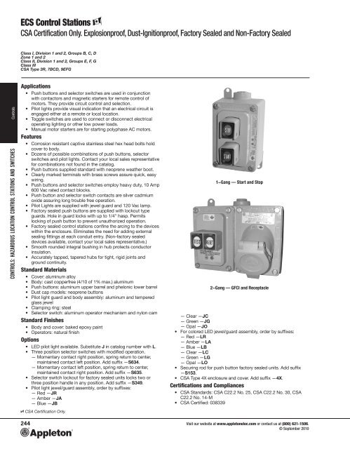 ECS Control Stations Catalog Pages - Emerson Industrial Automation