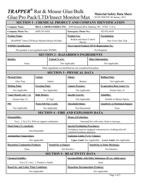 TRAPPER MAX & MAX FREE Glue Traps - Bell Laboratories