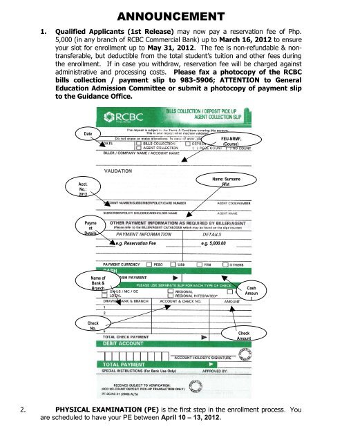 ANNOUNCEMENT - FEU-NRMF