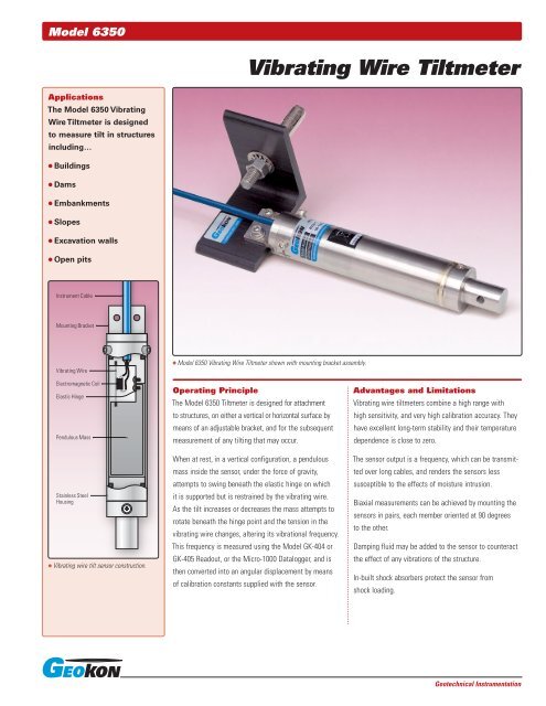 Model 6350 Vibrating Wire Tiltmeter - Geokon, Incorporated