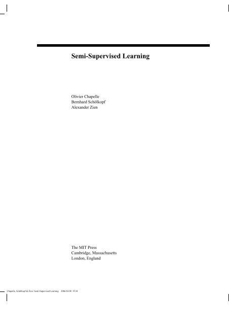 Semi-Supervised Learning - of Olivier Chapelle