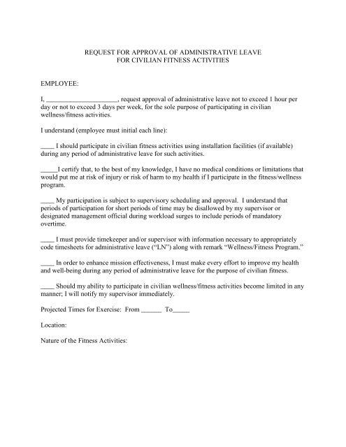 REQUEST FOR APPROVAL OF ADMINISTRATIVE LEAVE FOR ...