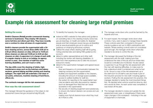 Example risk assessment: Cleaning large retail ... - Promax Access