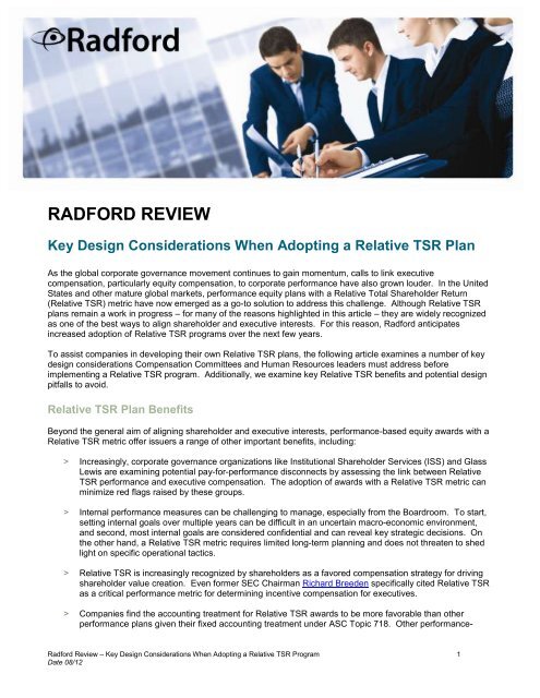 Key Design Considerations When Adopting a Relative TSR Plan ...