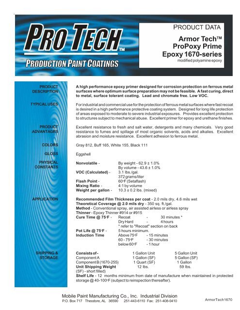 Armor TechTM ProPoxy Prime Epoxy 1670-series - BLP Mobile Paints