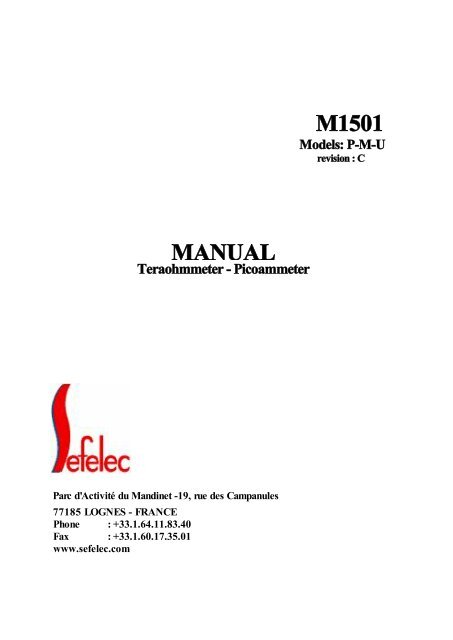 M1501 MANUAL - Sefelec