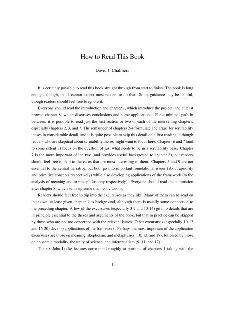 How to Read This Book - David Chalmers