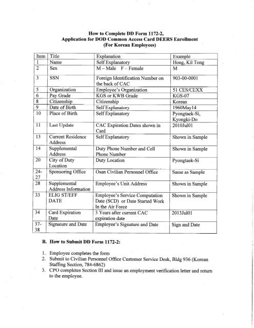 How to Complete DD Form 1172-2, Application for ... - Osan Air Base