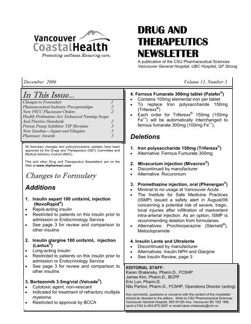 drug and therapeutics newsletter - Pharmaceutical Sciences