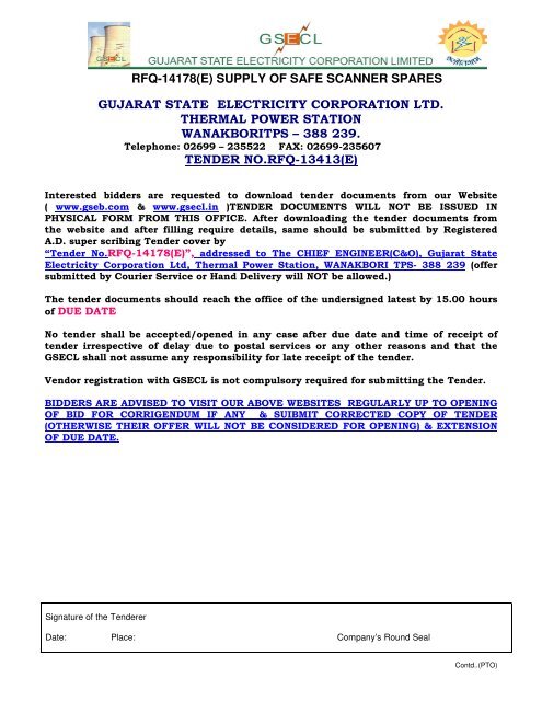 rfq-14178(e) - Gujarat Electricity Board