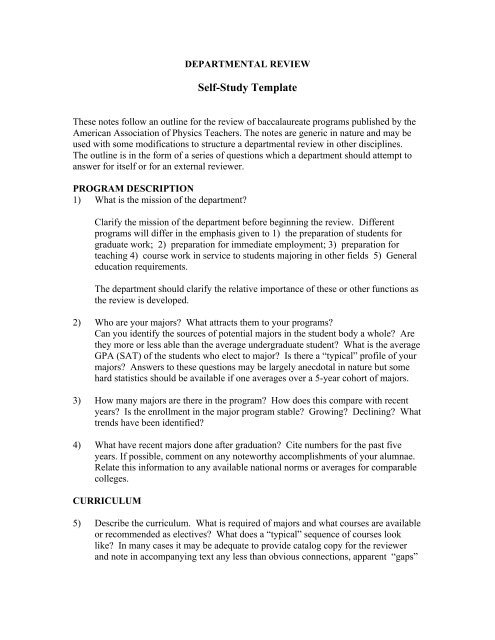 Self-Study Template - Dean Sbc